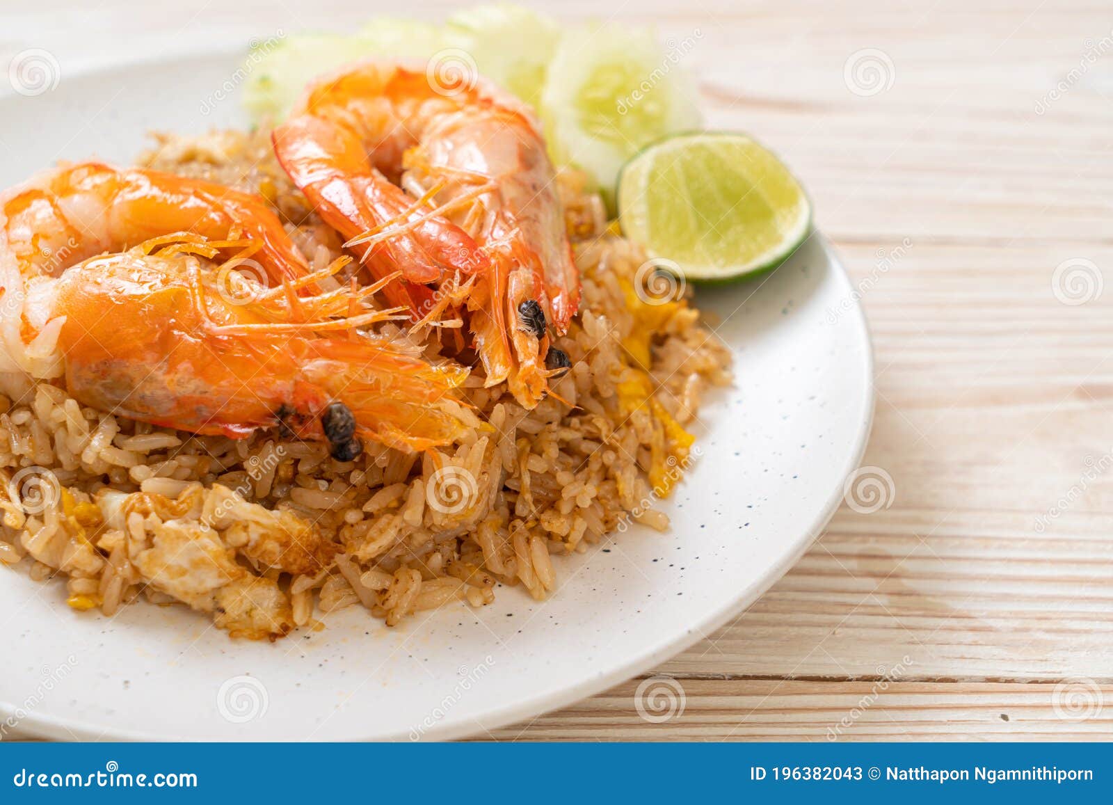 Giant Prawns Fried Rice with Shrimp Paste Stock Image - Image of onion ...