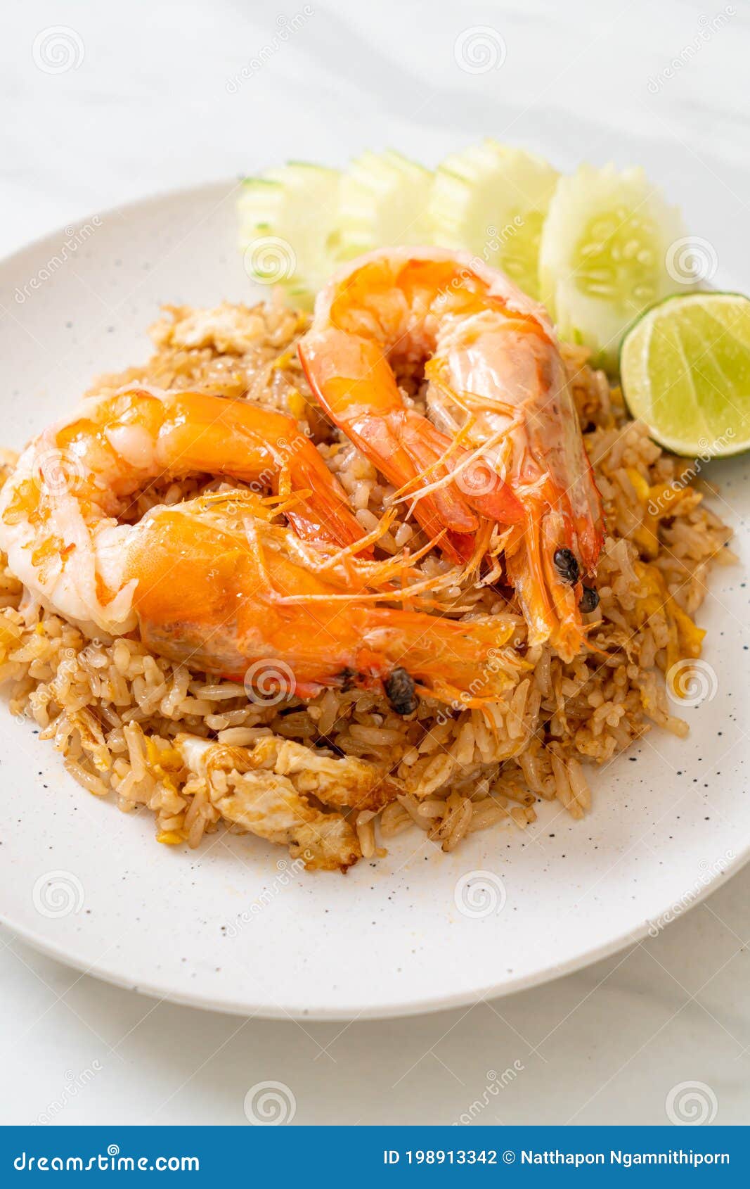 Giant Prawns Fried Rice with Shrimp Paste Stock Photo - Image of ...