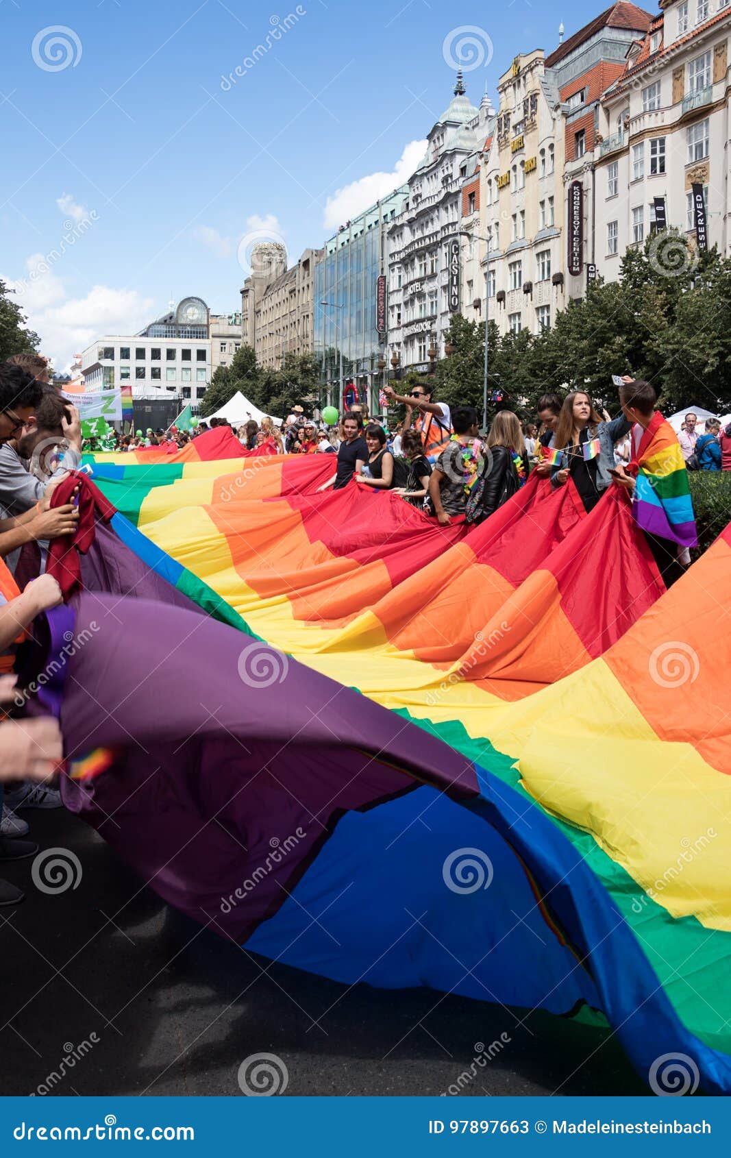 Giant Rainbow Flag At The Prague Pride A Big Gay And Lesbian Pride