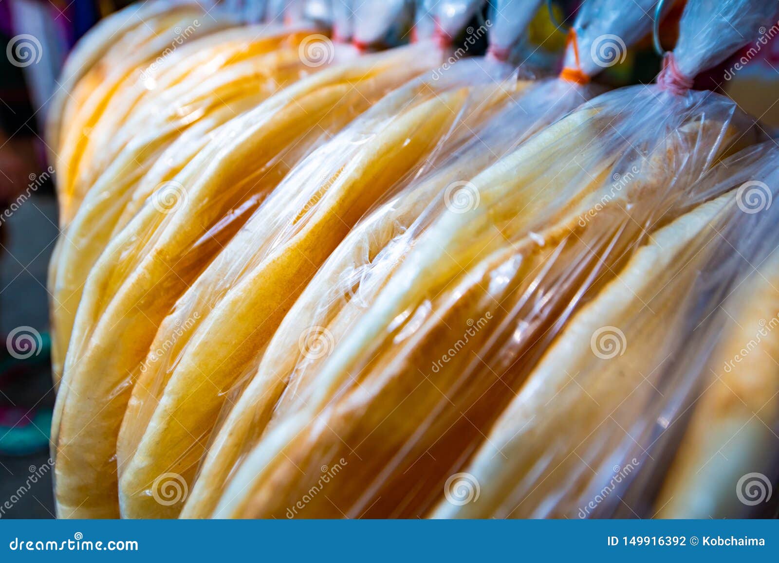 Giant Rice Crispy in Plastic Bag Stock Photo - Image of dish, asia ...