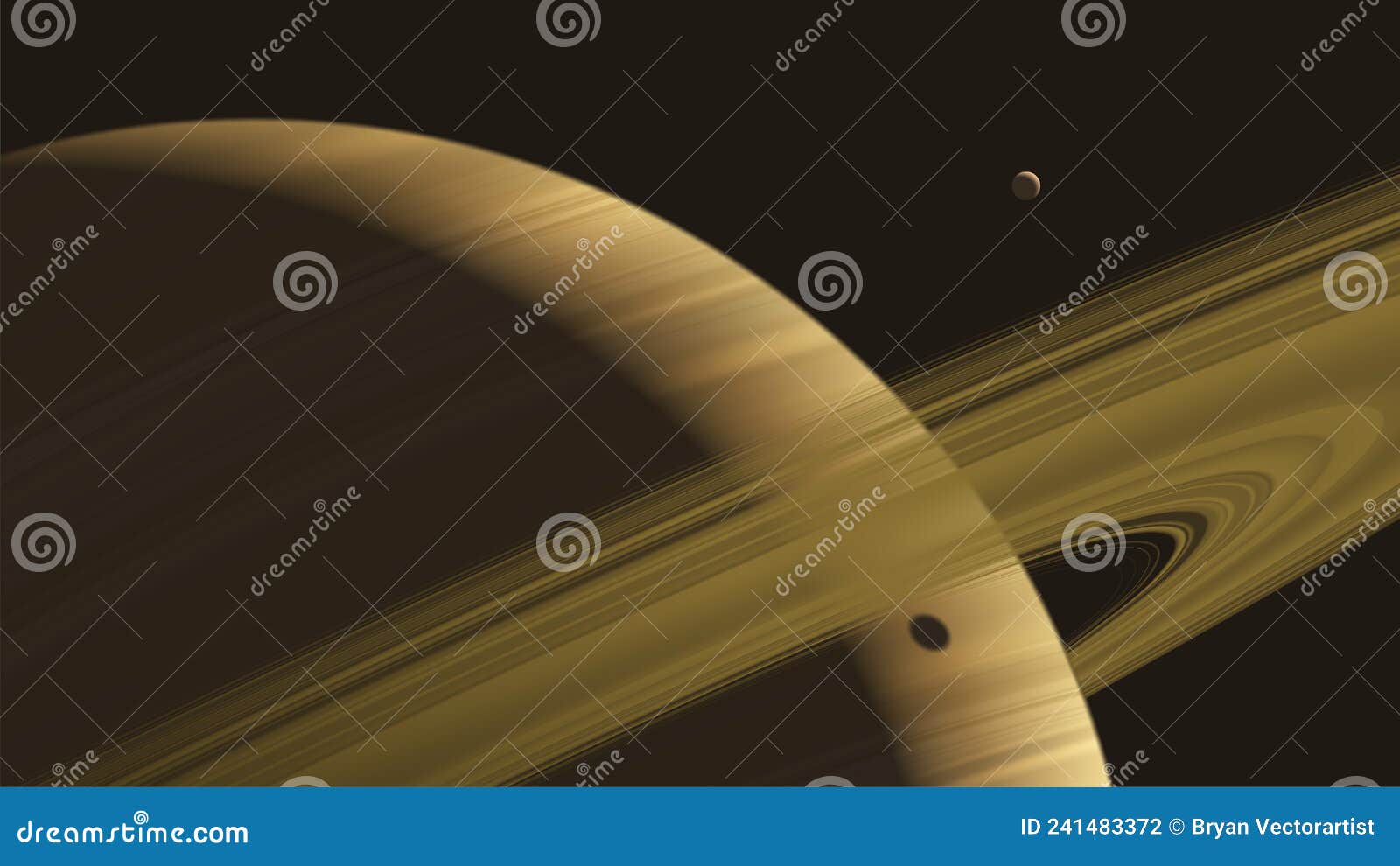 A Giant Ring Planet with Its Orbiting Moon Stock Vector - Illustration ...