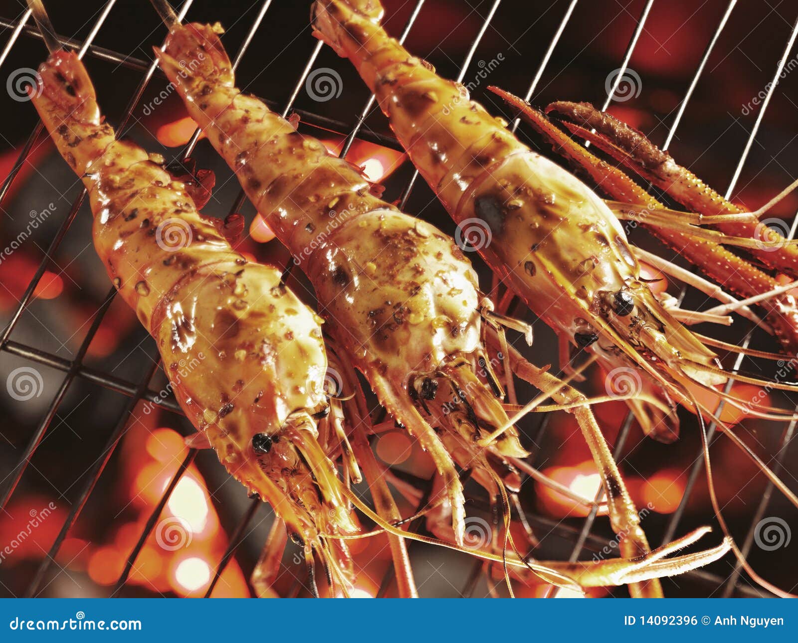 Giant River Prawn (Malaysian Shrimp) Grilled Stock Photo - Image of ...