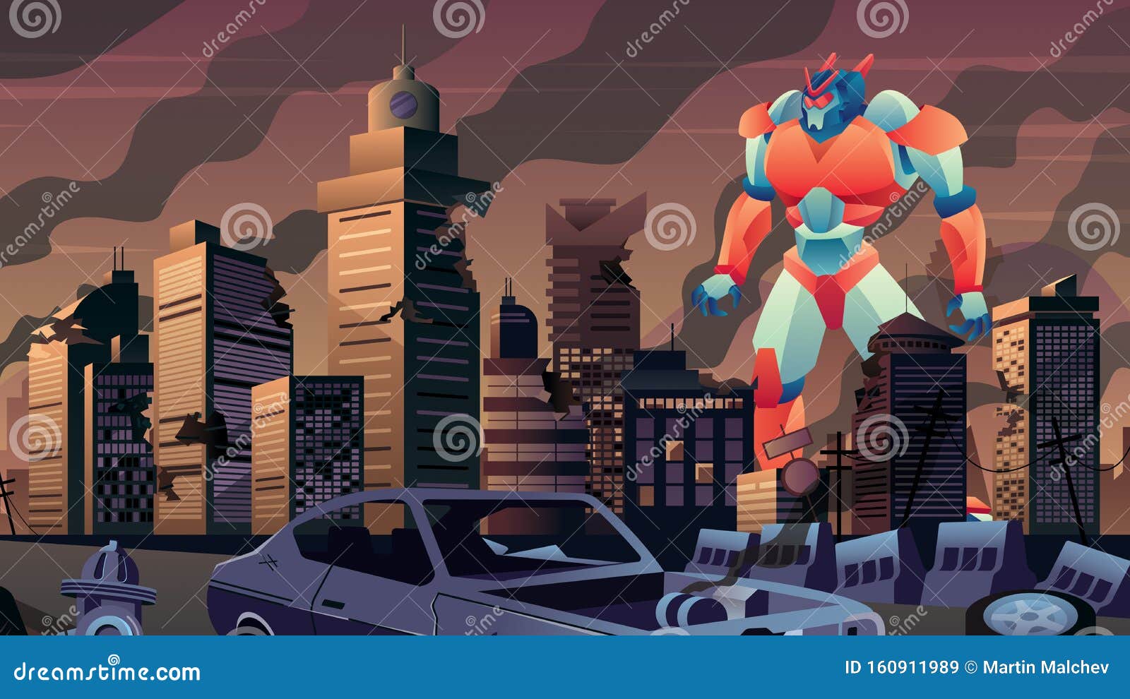Giant Robot Cartoon Vector | CartoonDealer.com #83452329