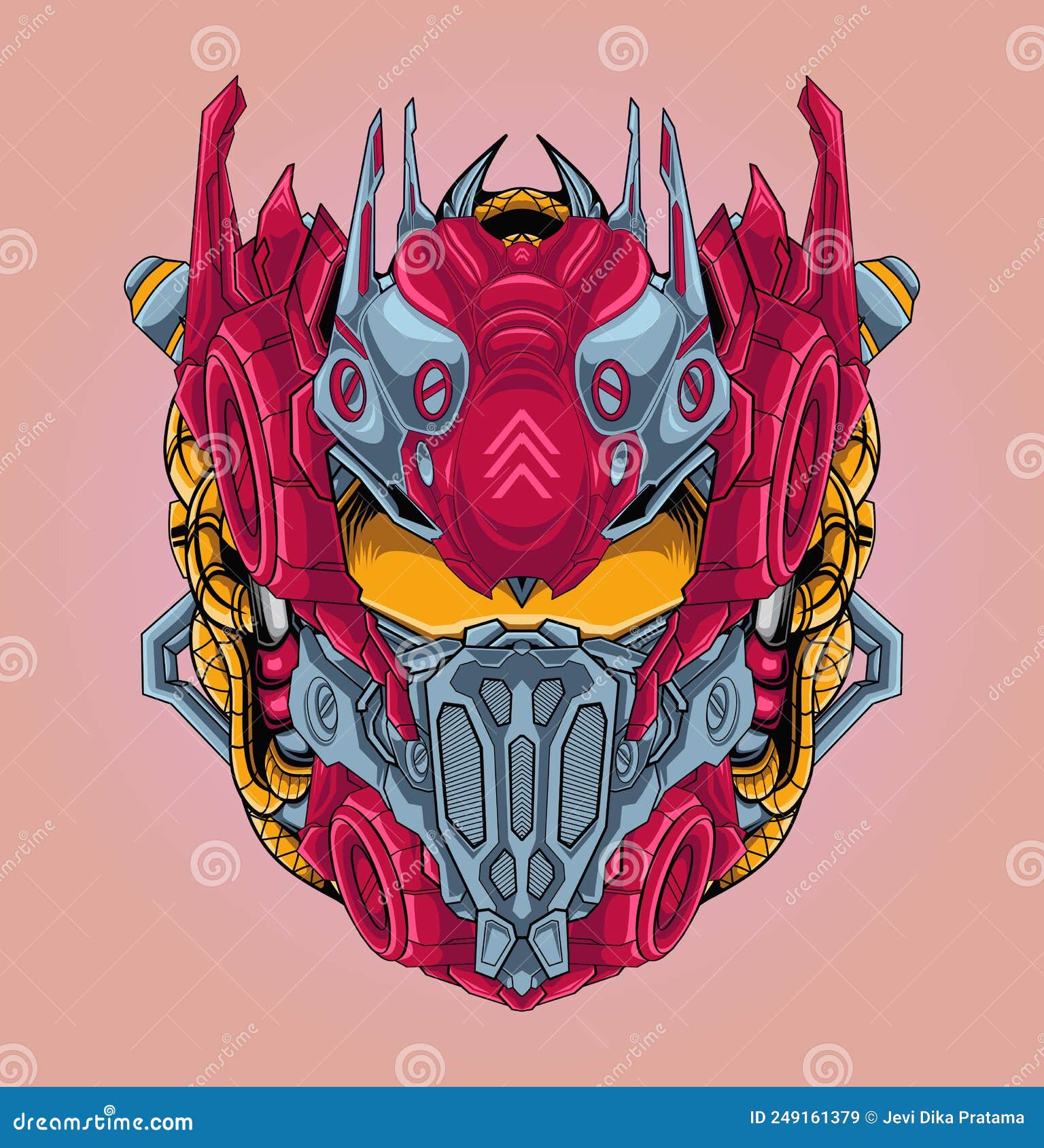 Giant Robot Head Illustration Stock Vector - Illustration of machine ...