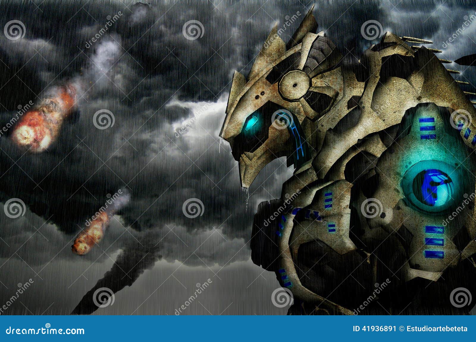 Giant robot stock illustration. Illustration of apocalypse - 41936891