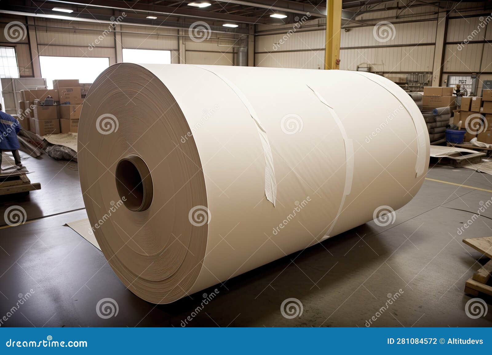 Giant Roll of Paper, Ready for Packaging and Shipping Stock Photo ...