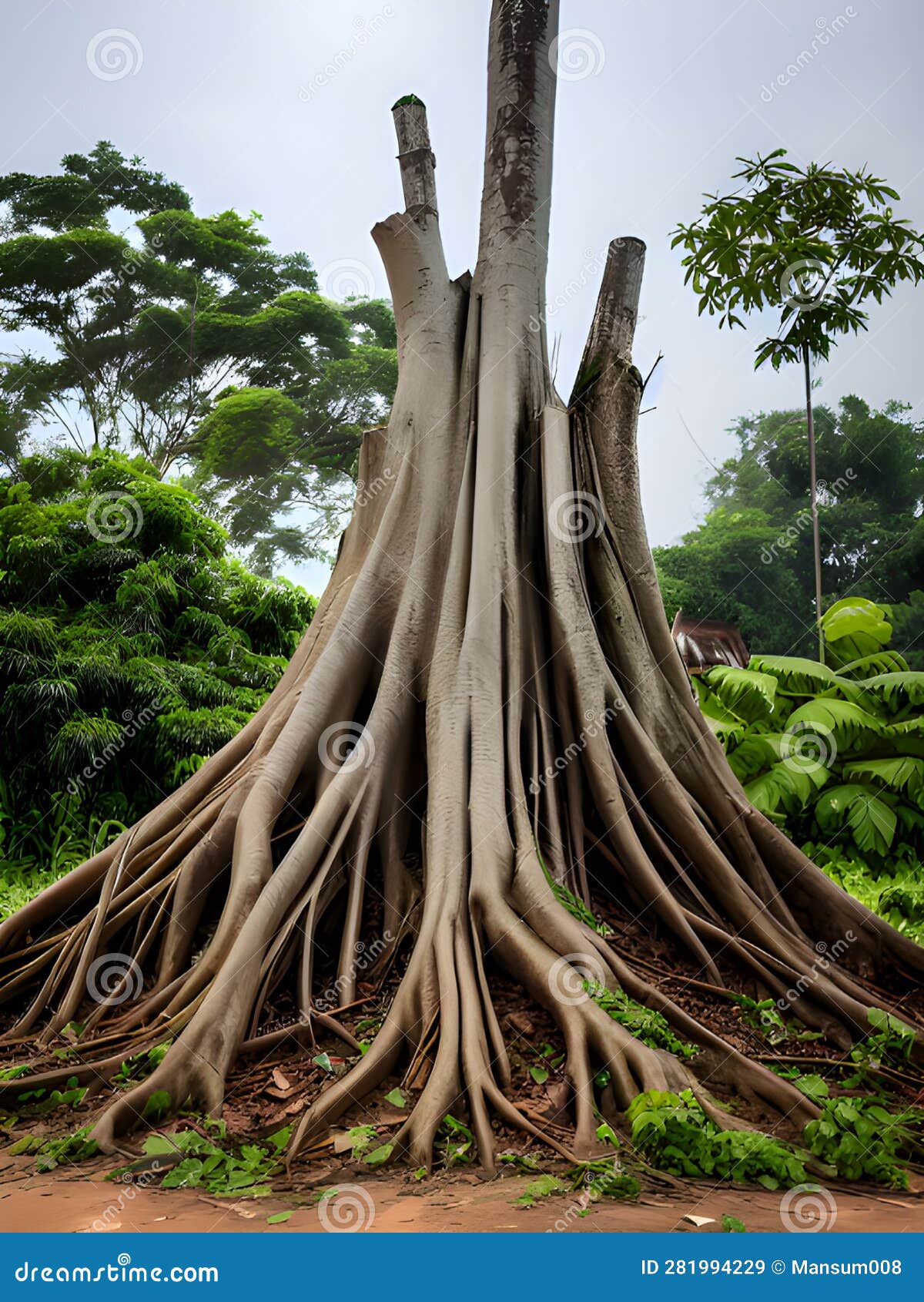 Giant Roots in a Tree in a Tropical Forest, AI Generated Stock ...