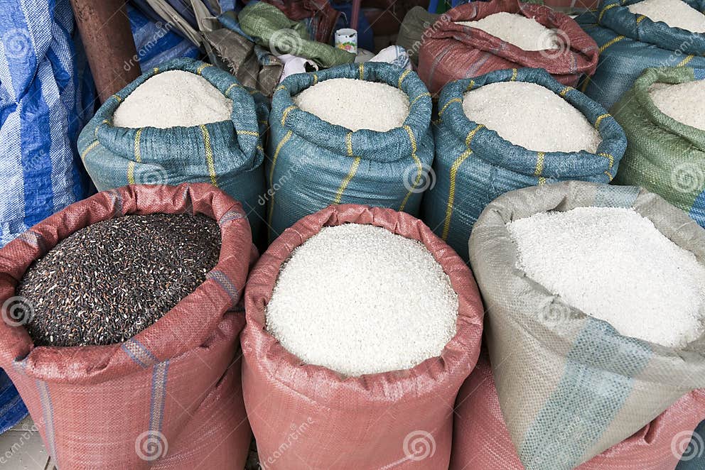 Giant Sacks of Rice stock image. Image of sell, laos - 23740005