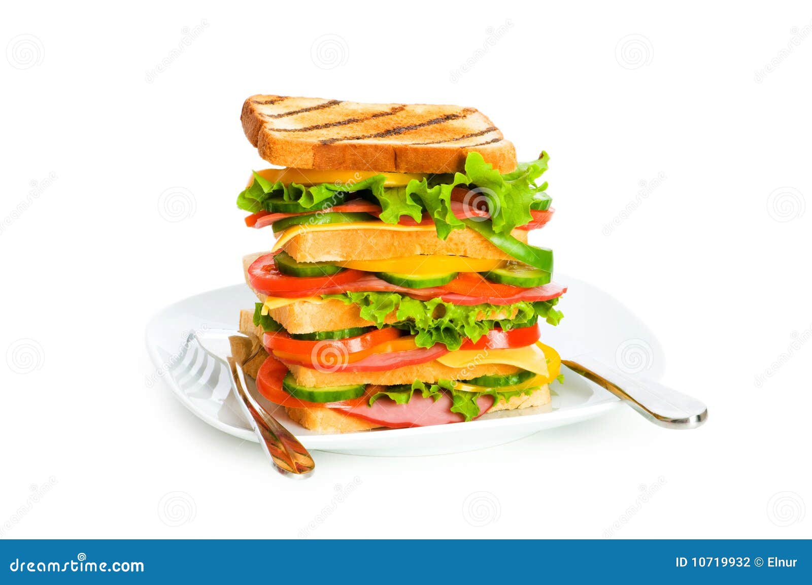 Giant sandwich isolated stock photo. Image of jumbo, meat - 10719932