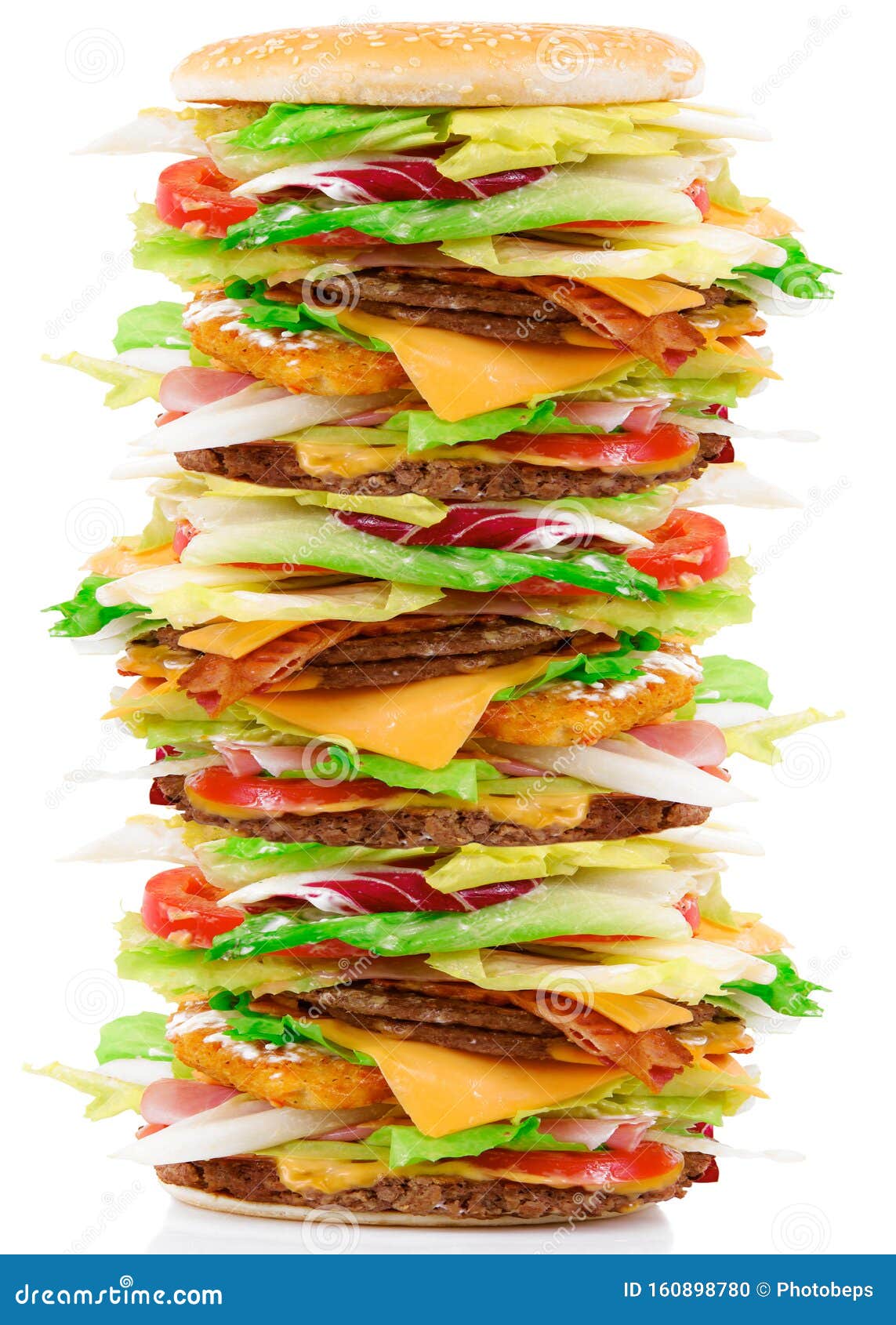 Giant Sandwich with Salade and Hamburger Stock Photo - Image of food ...