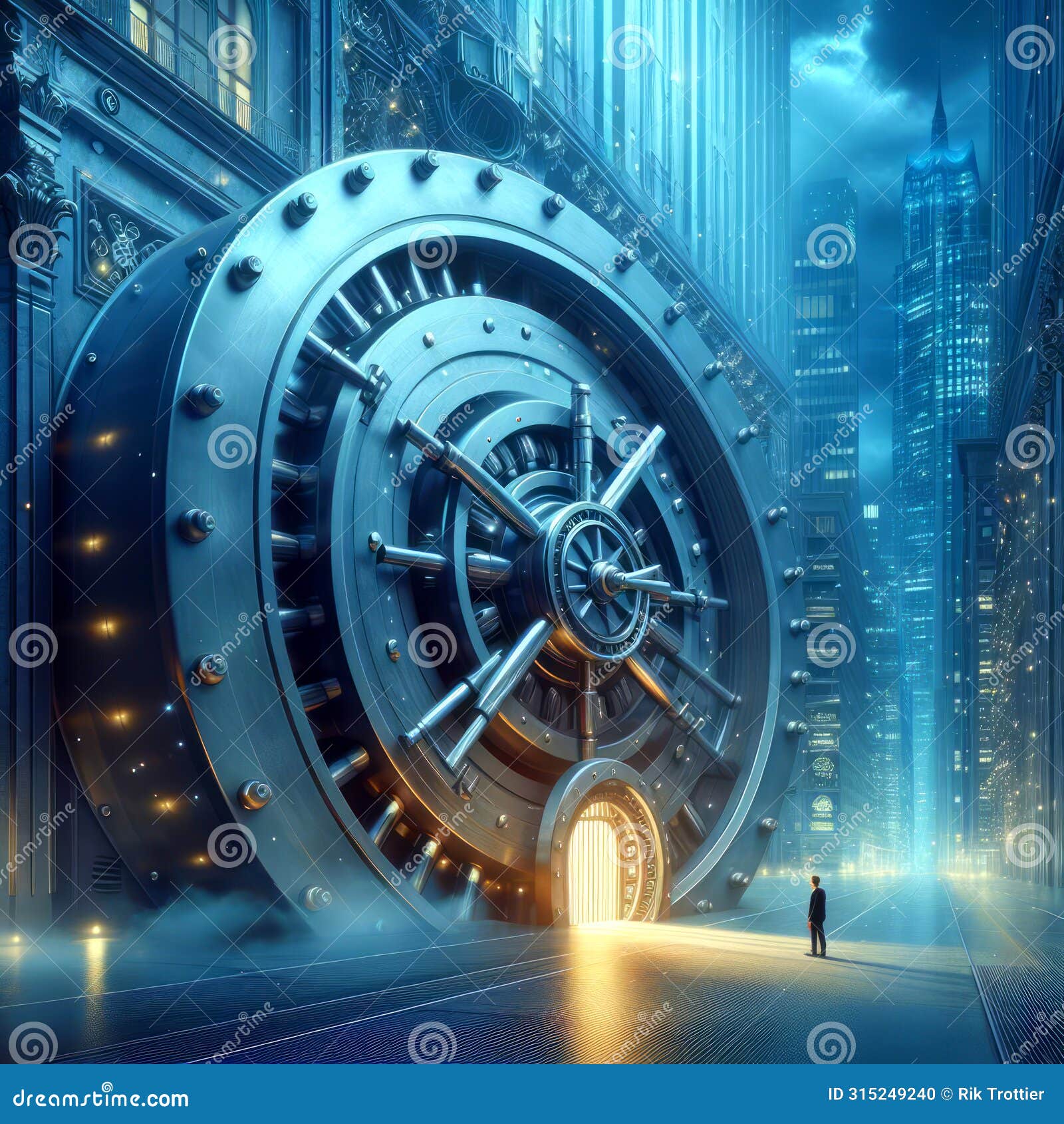 Secure Titanium Vault of the Future Stock Illustration - Illustration ...