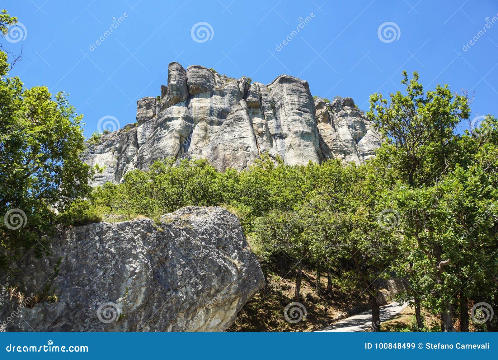 Giant Sharp Stones among the Grass on the Top of Mountain Meadows in ...