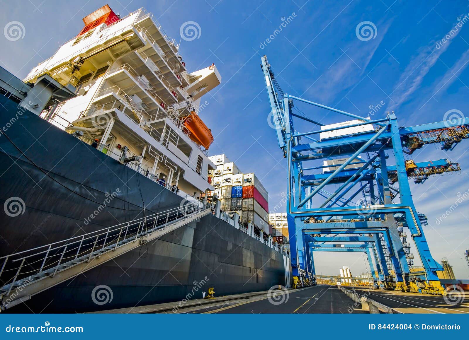 Giant Ship Moored in Container Port in Uk during Cargo Transfer ...