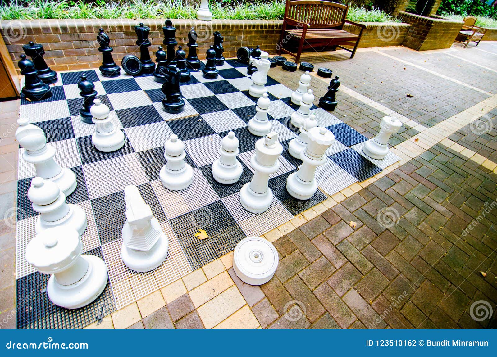 Giant Size Chess in Public Park. Stock Photo - Image of knight, park ...