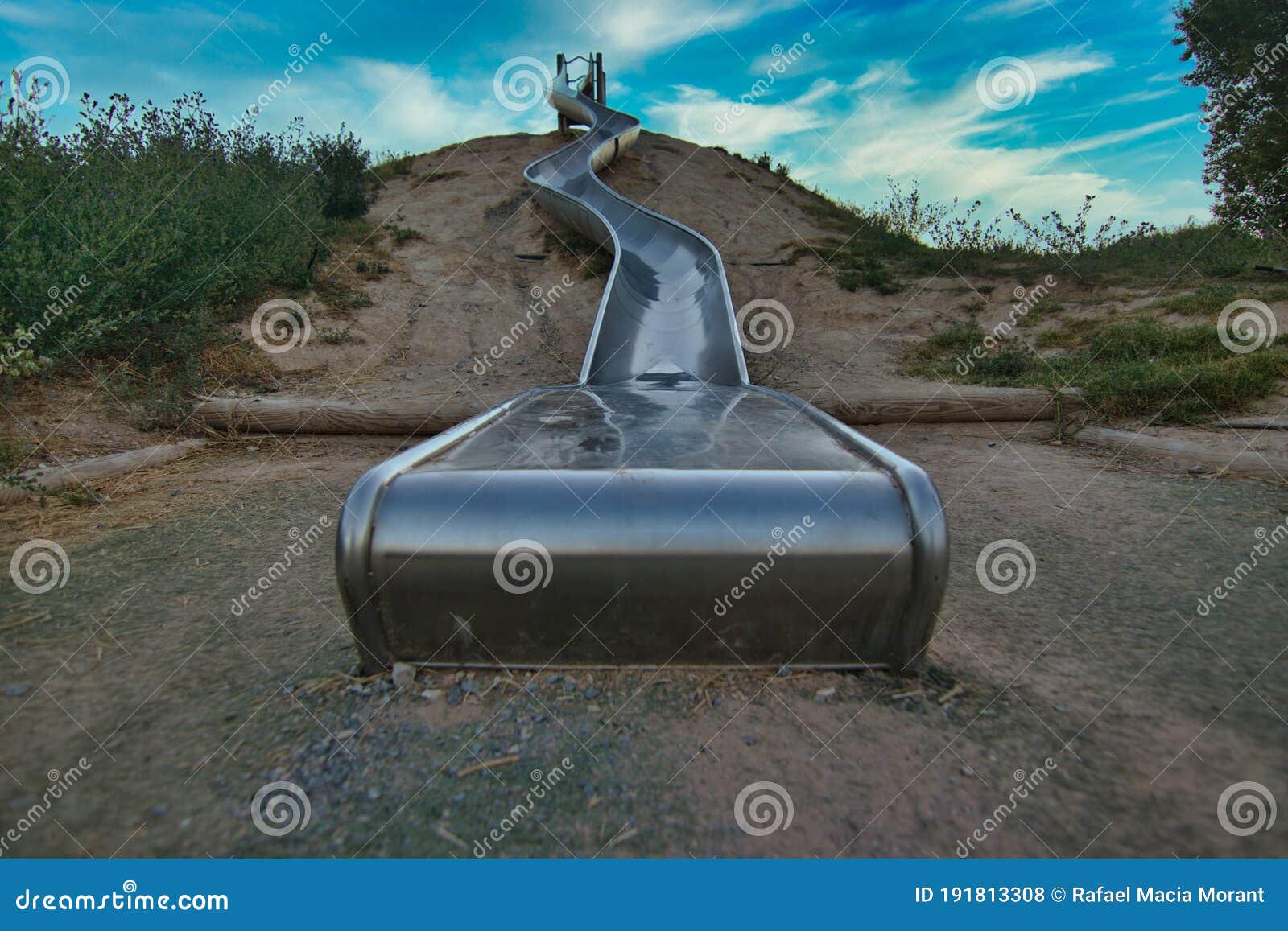 Giant Slide with Blue Sky and Some Kids Playing Editorial Stock Photo ...