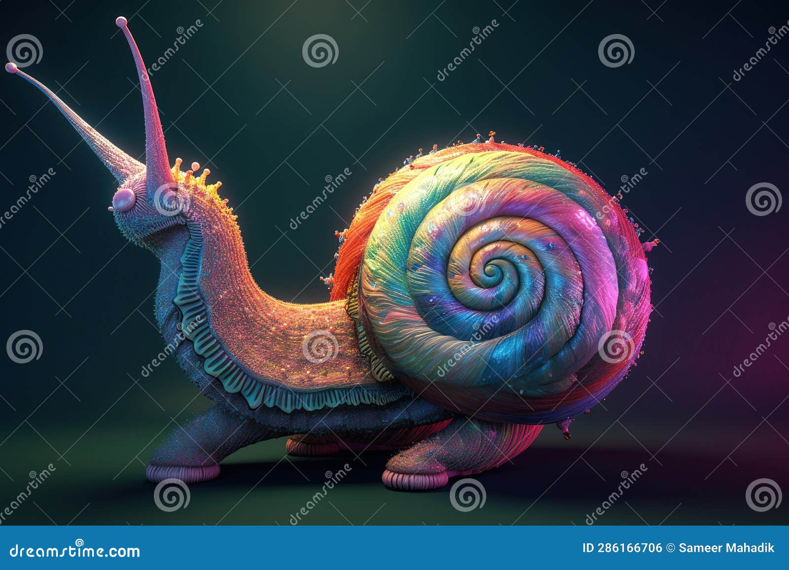 A Giant Snail with a Unicorn Horn. Generative AI Stock Illustration ...