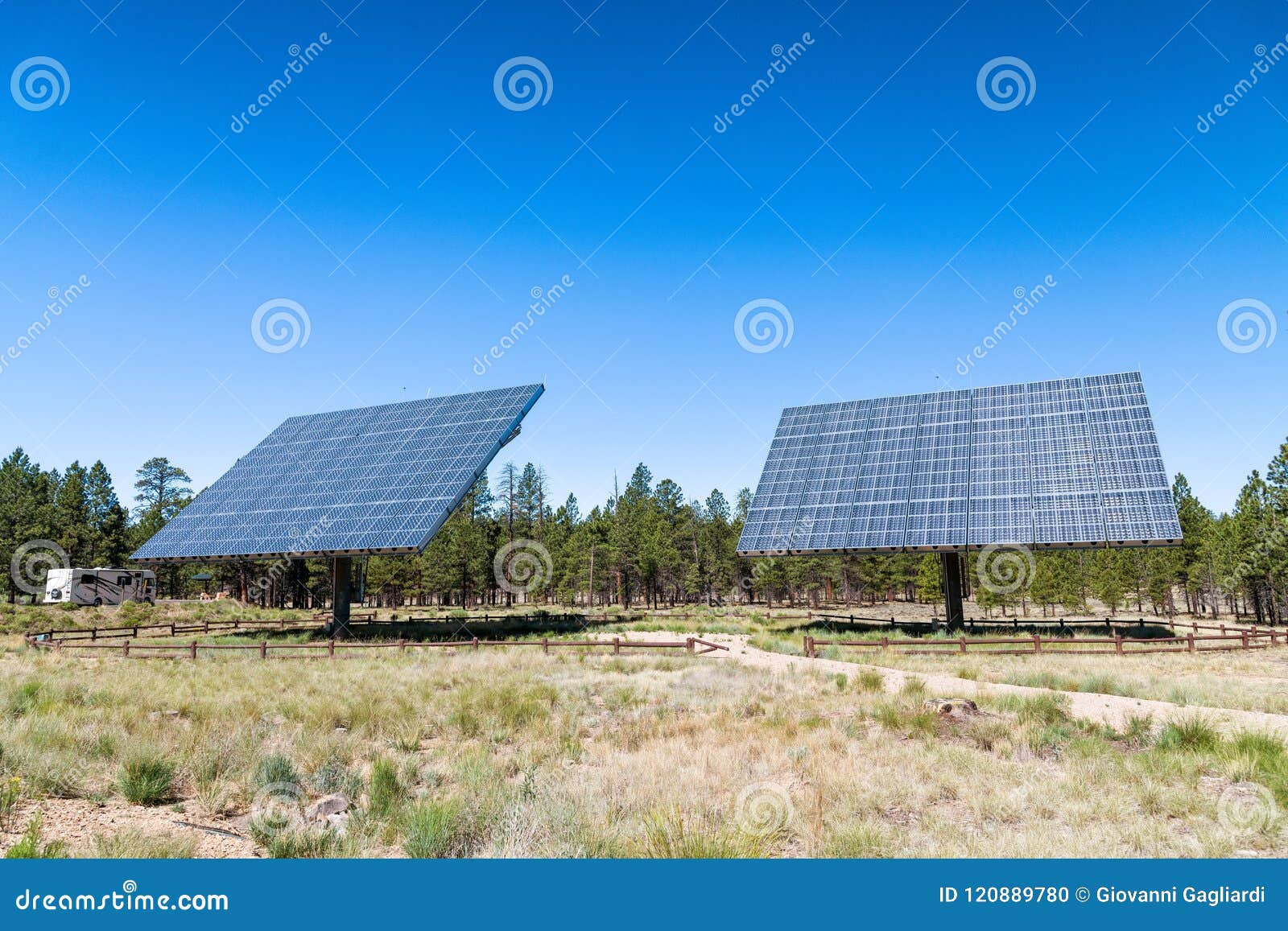 Giant Solar Panels in Mountain Scenario Stock Photo - Image of ...