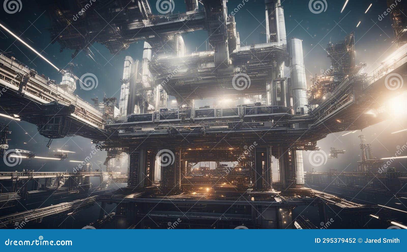 Giant Space Station Being Built Stock Illustration - Illustration of ...
