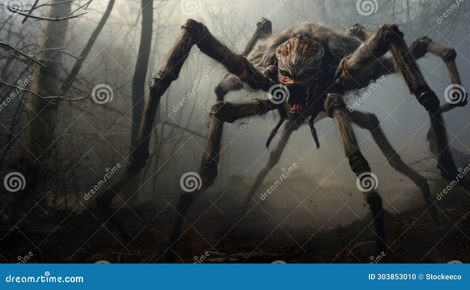 Giant Spider: Hyper-realistic Sci-fi Mist Creature with Irony Stock ...