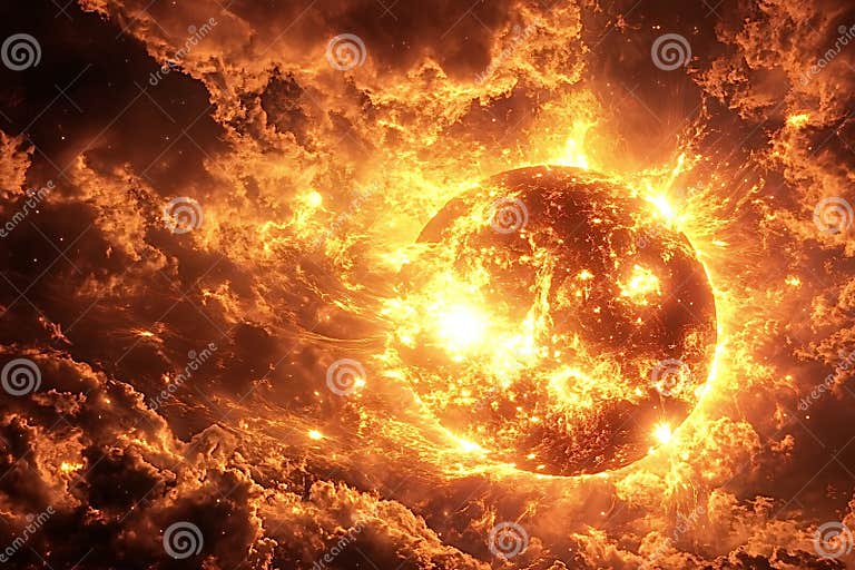 Giant Star Exploding in a Massive Supernova Event Stock Illustration ...