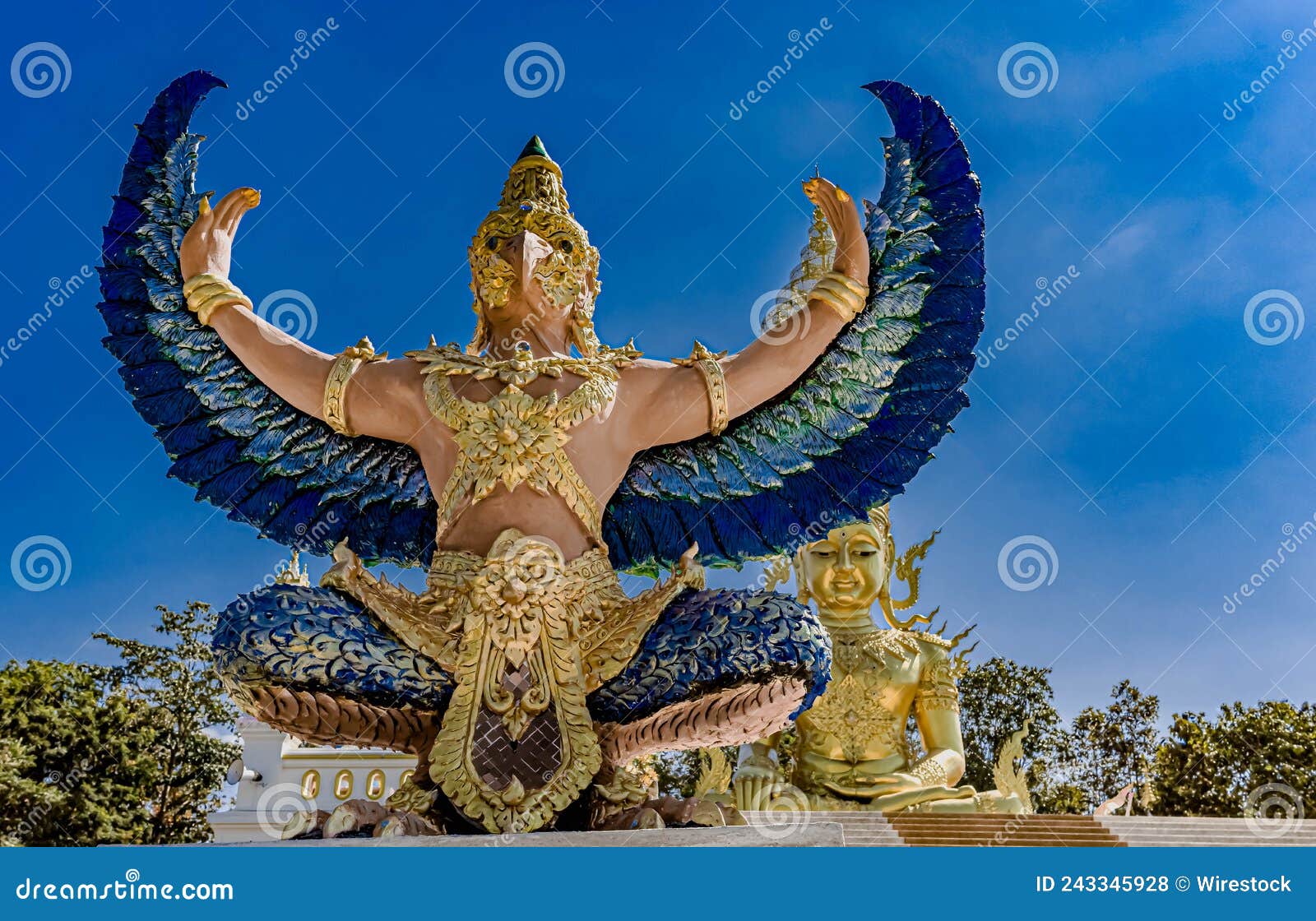 Giant Statue of Garuda in the Buddhist Temple Stock Photo - Image of ...
