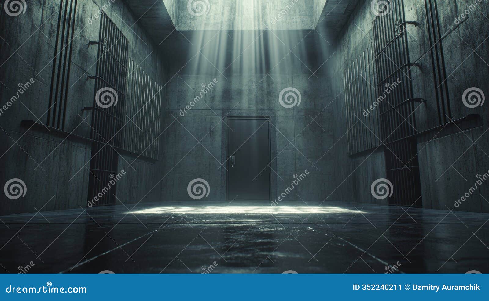 A Giant Steel Vault Door Embedded in a Concrete Cell Section. Stock ...