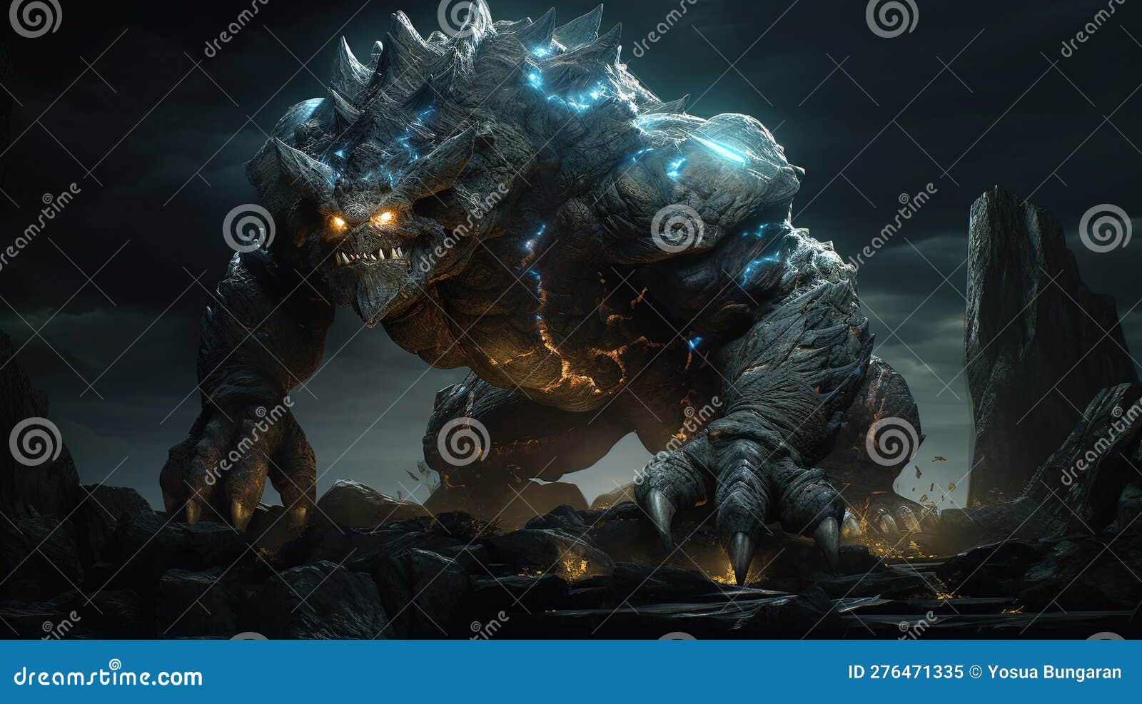 Giant Stone Creature, Digital Art Illustration, Generative AI Stock ...