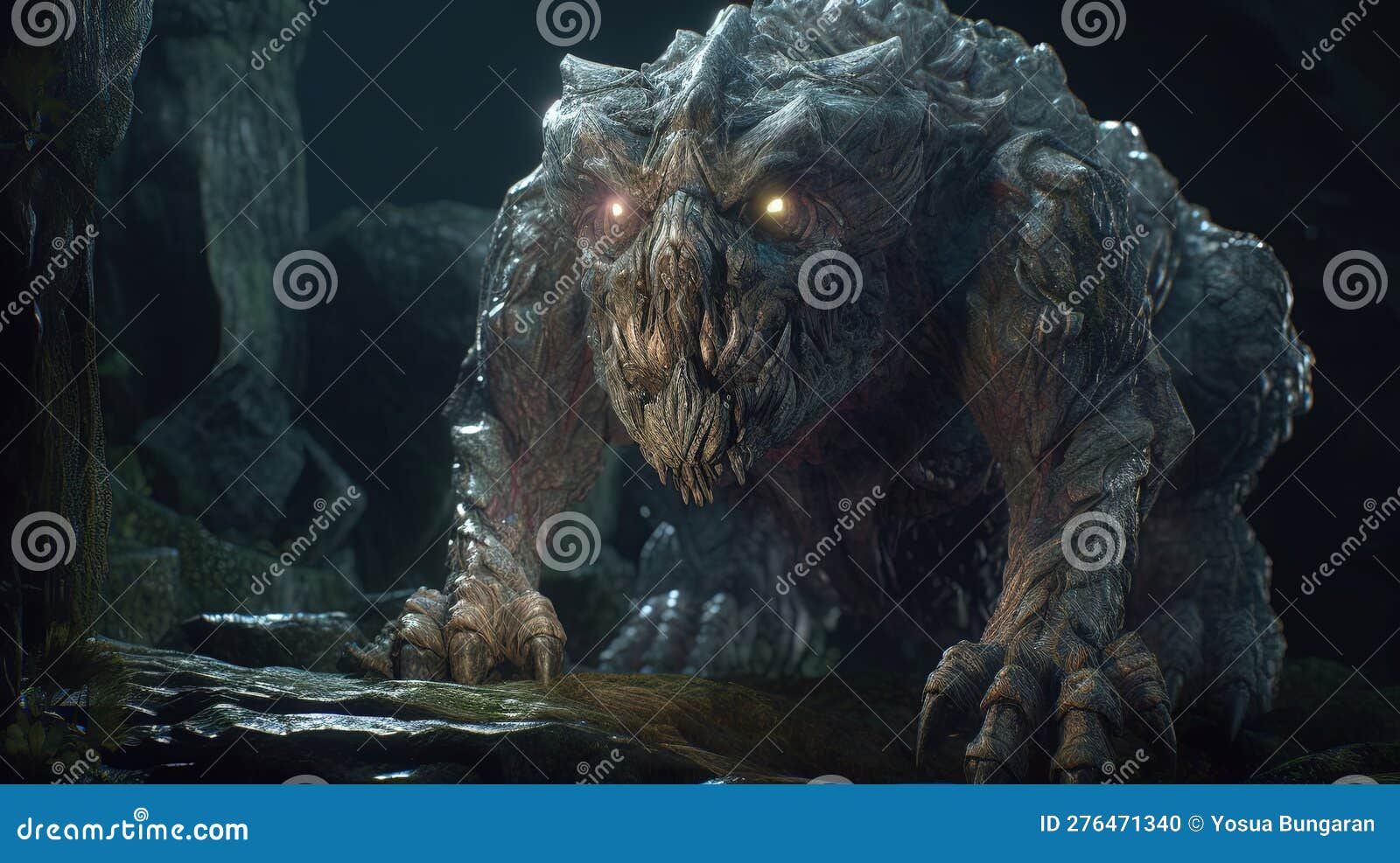 Giant Stone Creature, Digital Art Illustration, Generative AI Stock ...