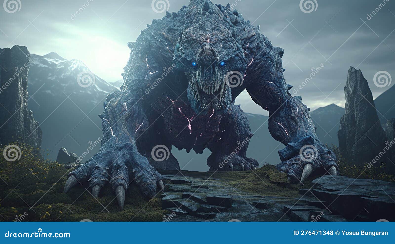 Giant Stone Creature, Digital Art Illustration, Generative AI Stock ...