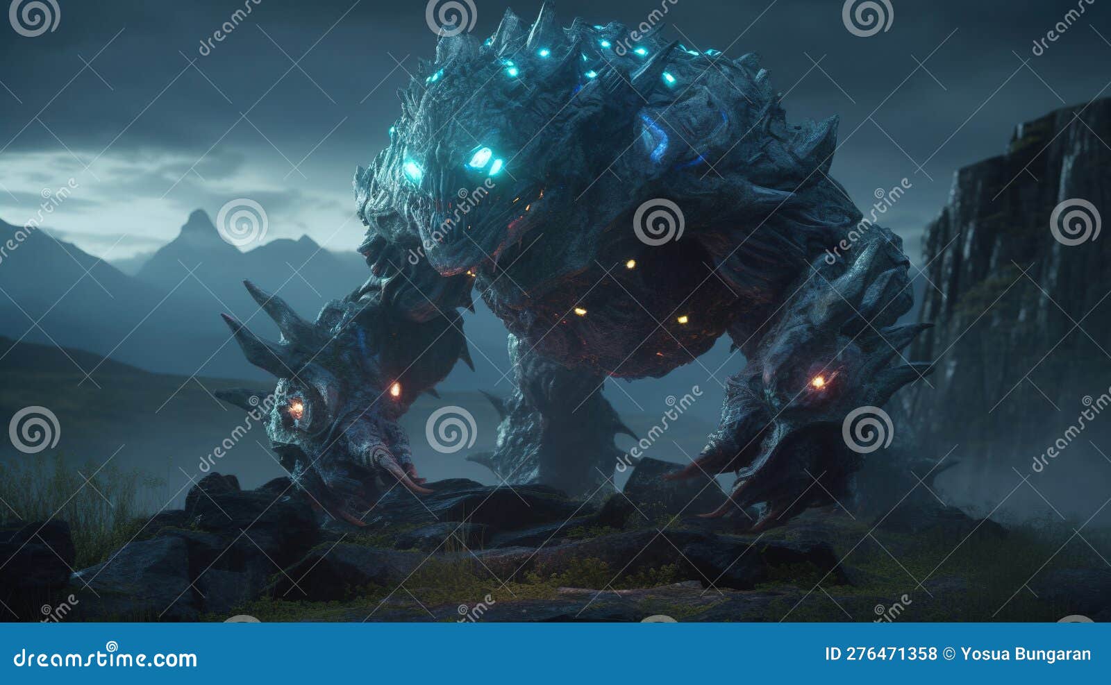 Giant Stone Creature, Digital Art Illustration, Generative AI Stock ...