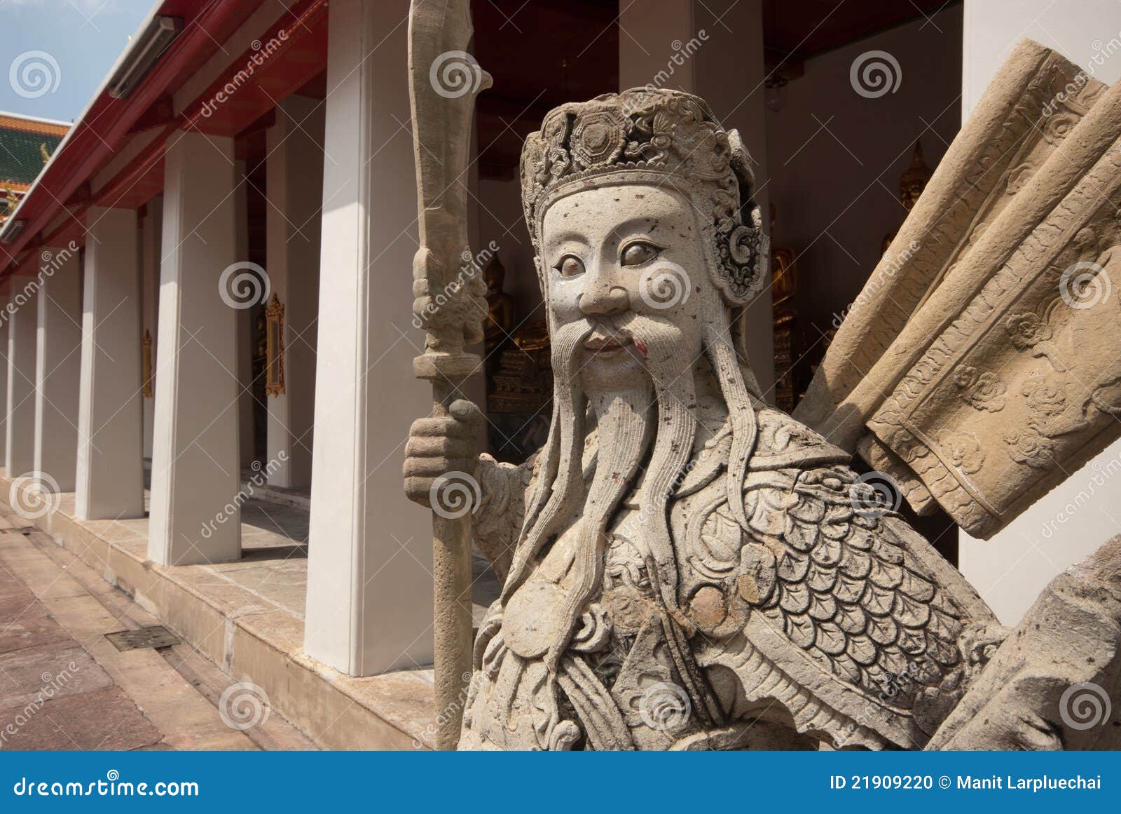 Giant Stone Guardians in Thai Temple . Stock Photo - Image of ancient ...