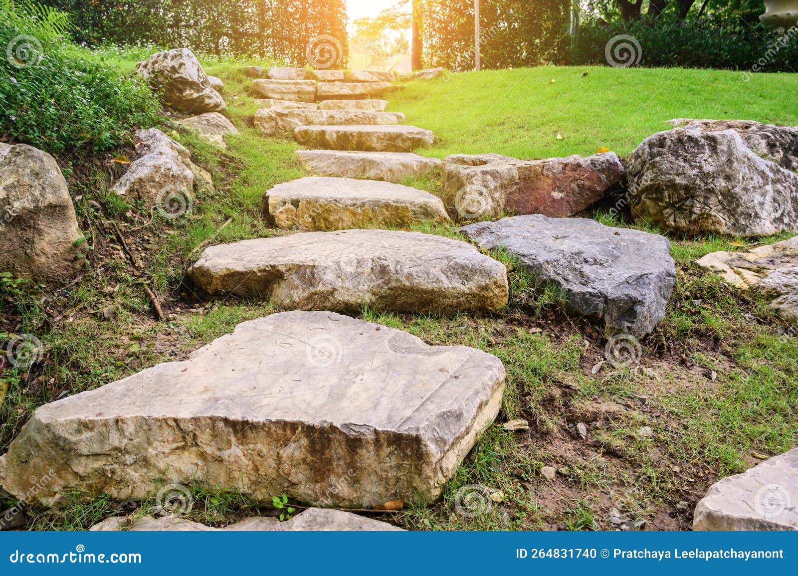 Giant Stone Make it for Stairs Connecting Garden Paths Stock Photo ...