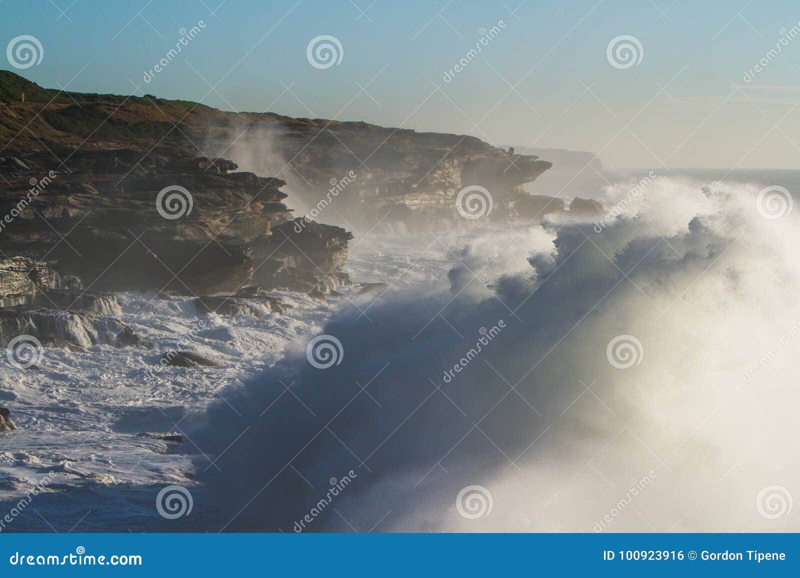 Giant Storm Seas Crash into Cliffs Stock Photo - Image of seas, sydney ...