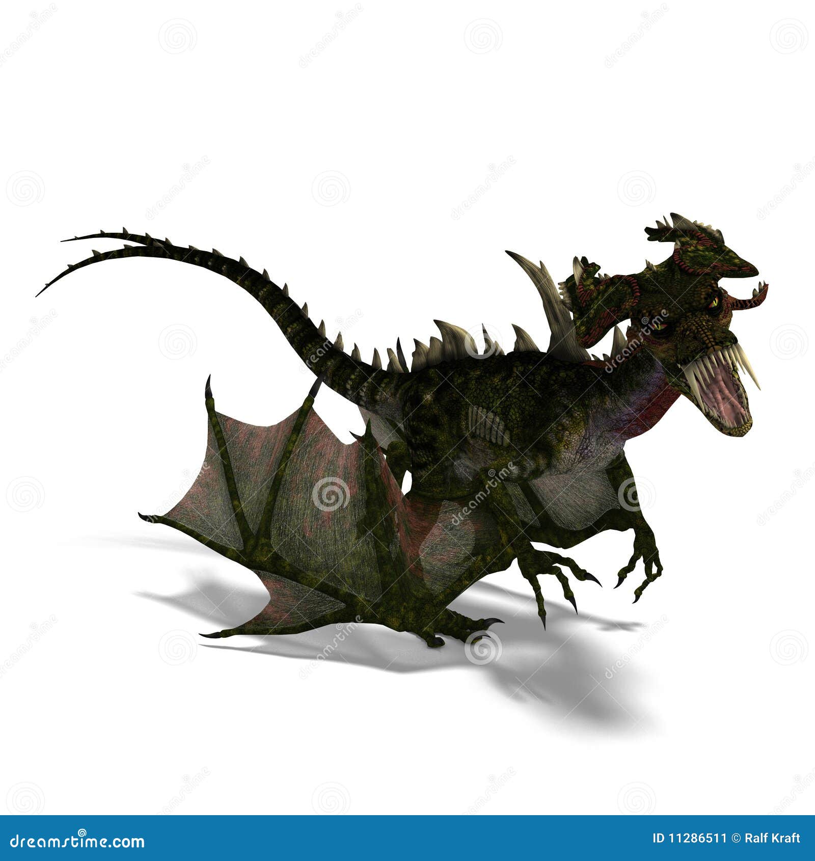 Giant Terrifying Dragon with Wings and Horns Stock Illustration ...