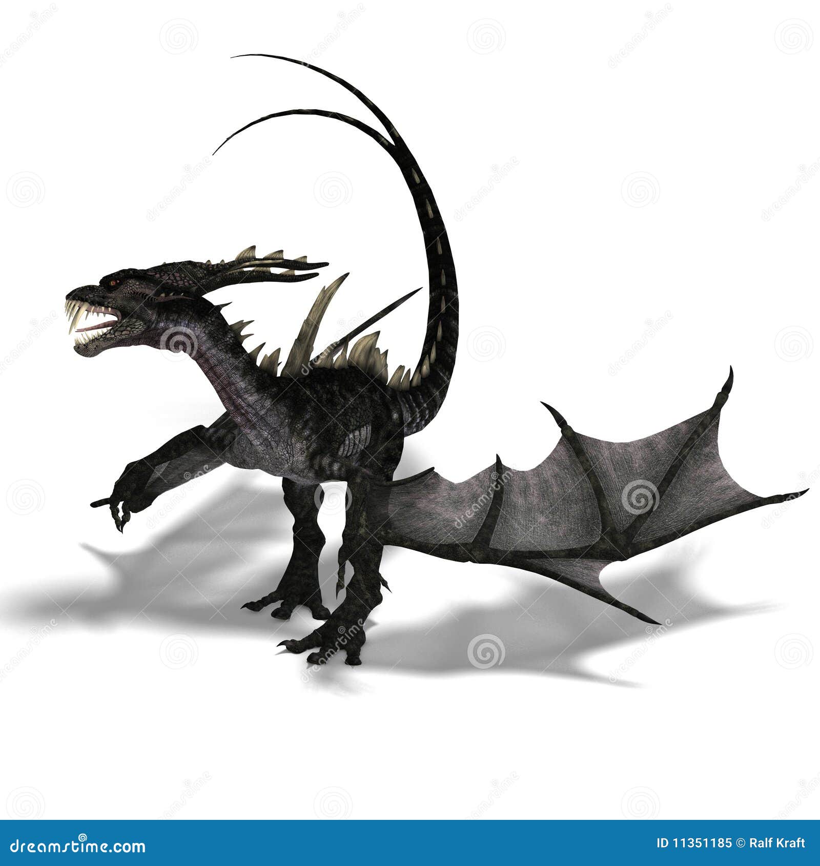 Giant Terrifying Dragon with Wings and Horns Stock Illustration ...