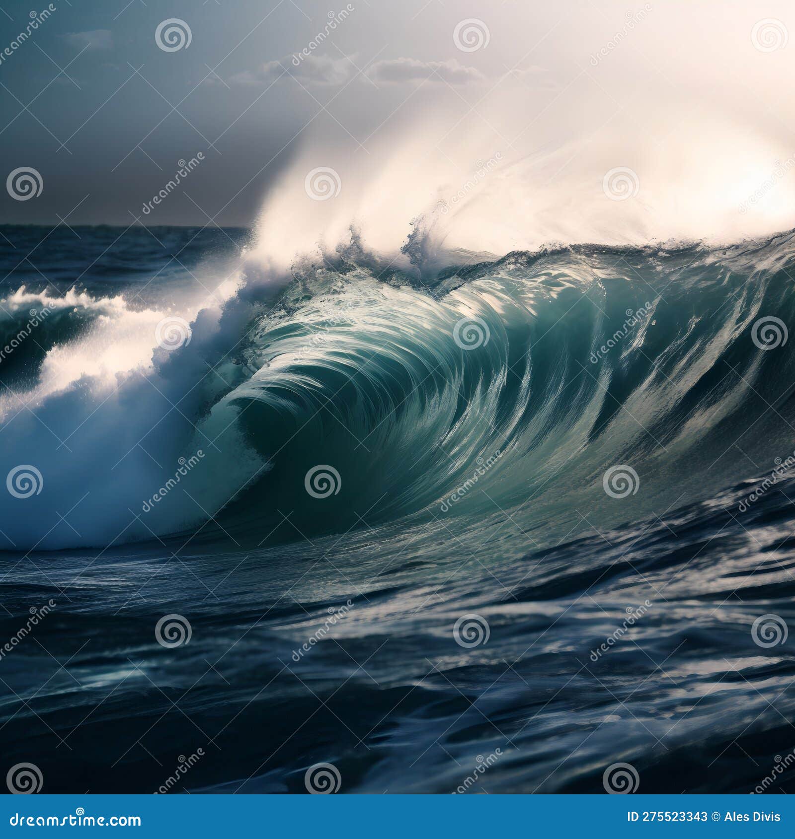 Giant Tide Wave Hurling Across the Sea Stock Image - Image of motion ...