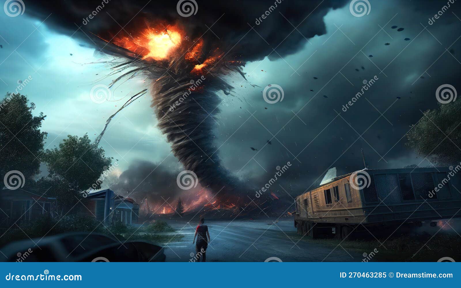 Giant Tornado Destruction. Apocalyptic Illustration, Stock Illustration ...