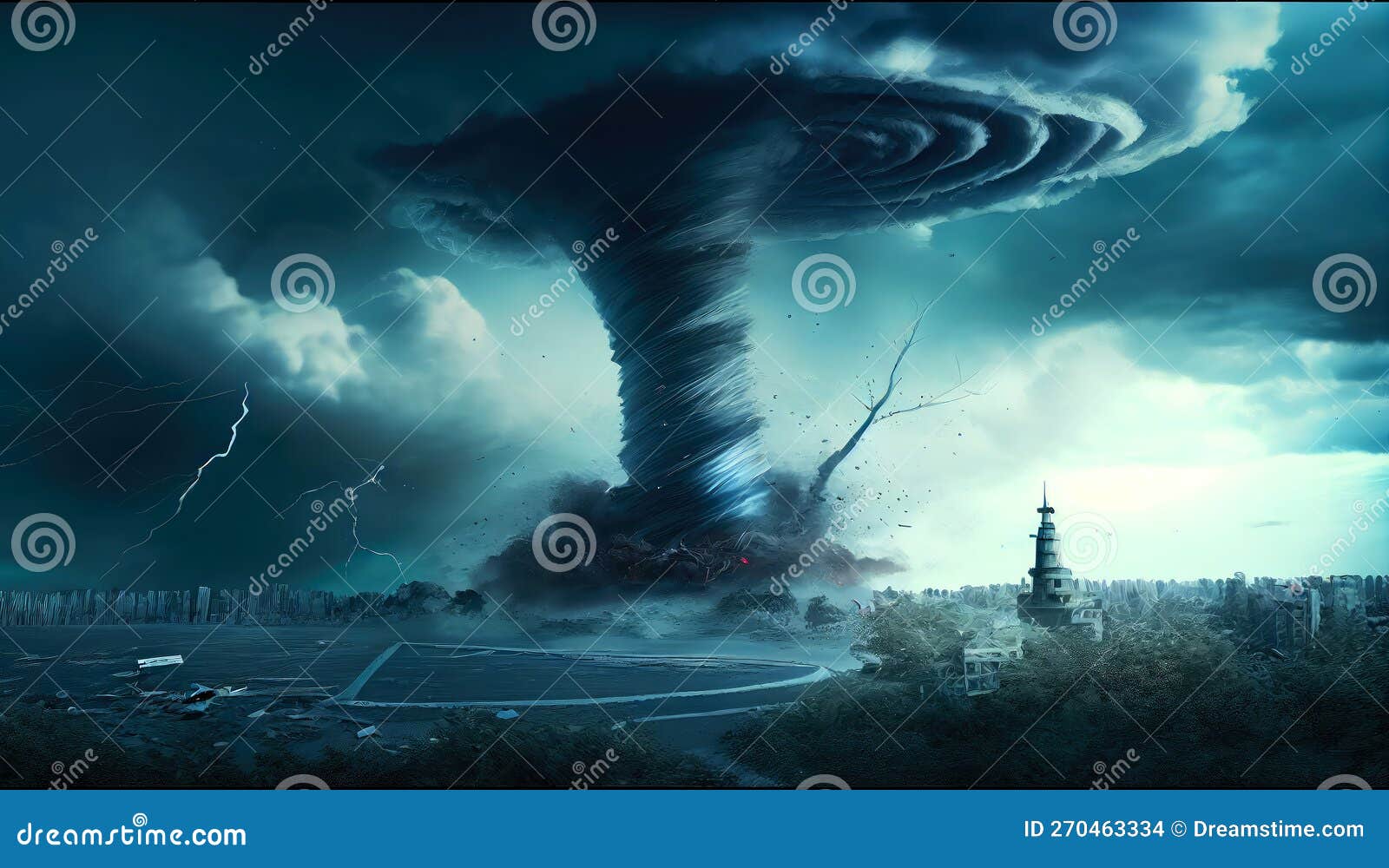 Giant Tornado Destruction. Apocalyptic Illustration, Stock Illustration ...