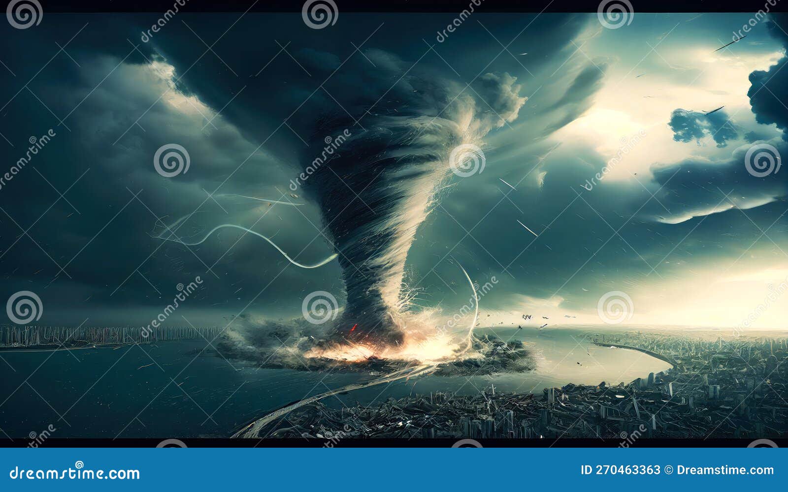Giant Tornado Destruction. Apocalyptic Illustration, Stock Illustration ...