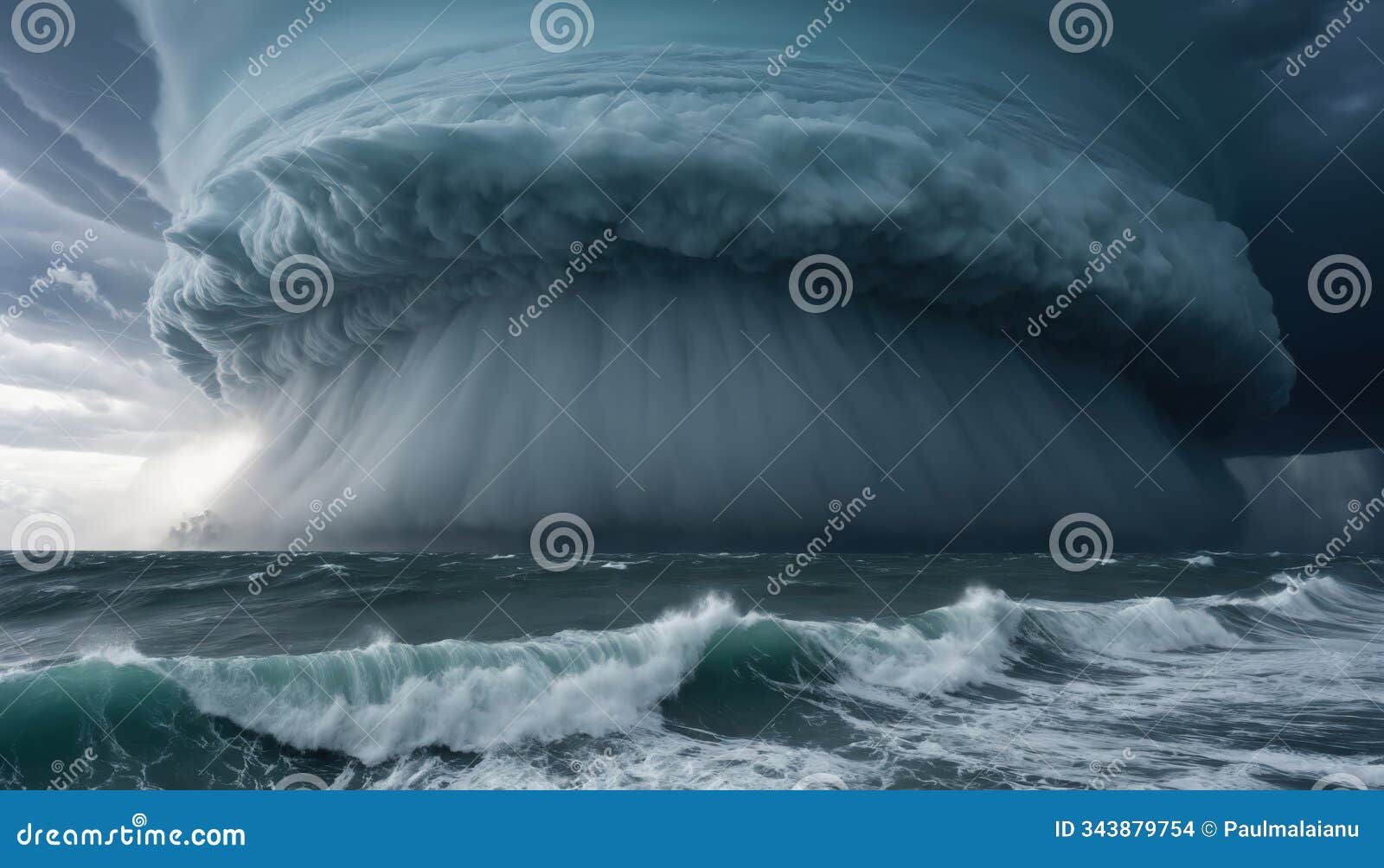 Giant Tornado on the Sea. Powerful Thunderstorm with Giant Hurricane ...
