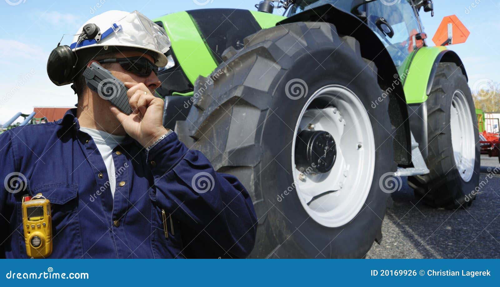 Giant Tractor, Jcb and Worker Stock Photo - Image of worker, driver ...