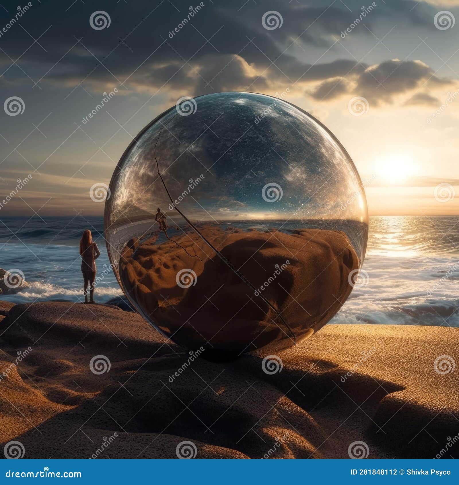 A Giant Transparent Ball at the Beach Picture Stock Illustration ...