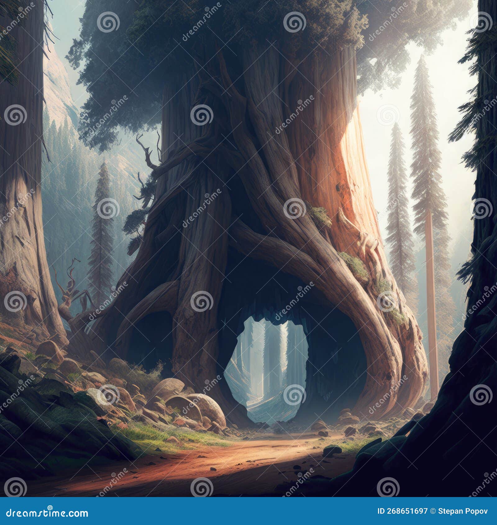 A Giant Tree with a Passage between Its Roots in a Forgotten Valley ...