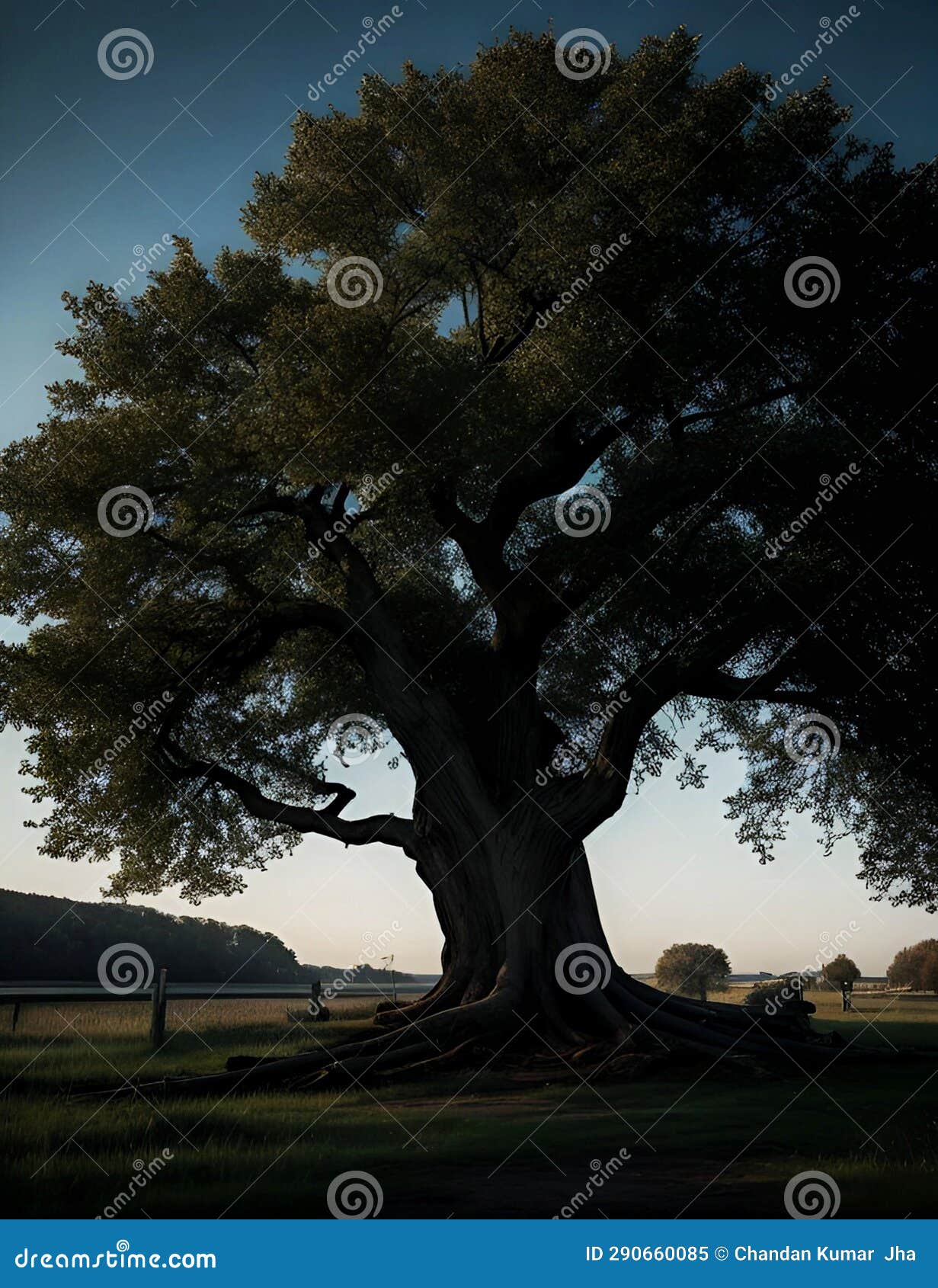 A Giant Tree Standing Proudly in the Evening. Stock Image - Image of ...