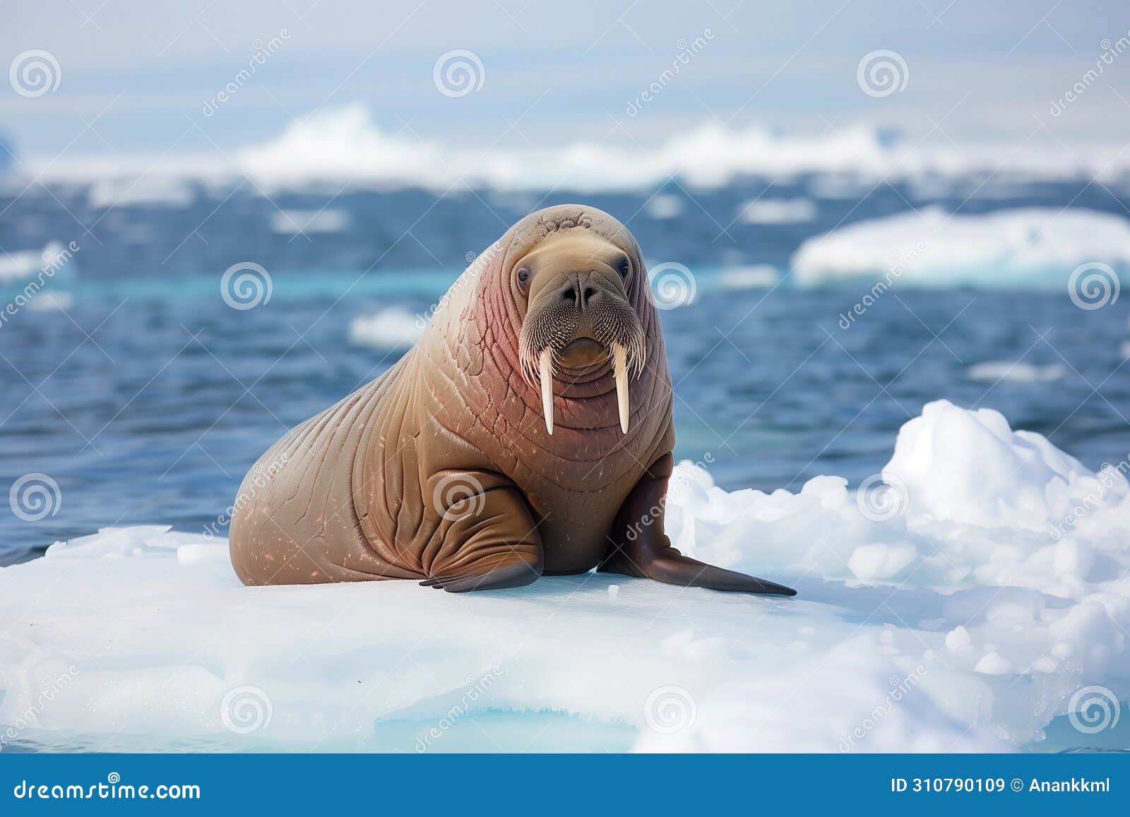 Giant Walrus on Ice Plate Winter Landscape .Generative Ai Stock ...