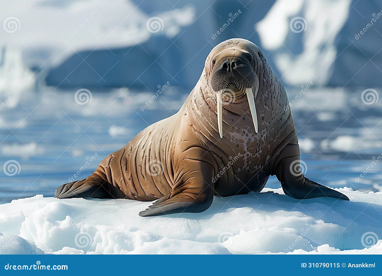 Giant Walrus on Ice Plate Winter Landscape .Generative Ai Stock ...
