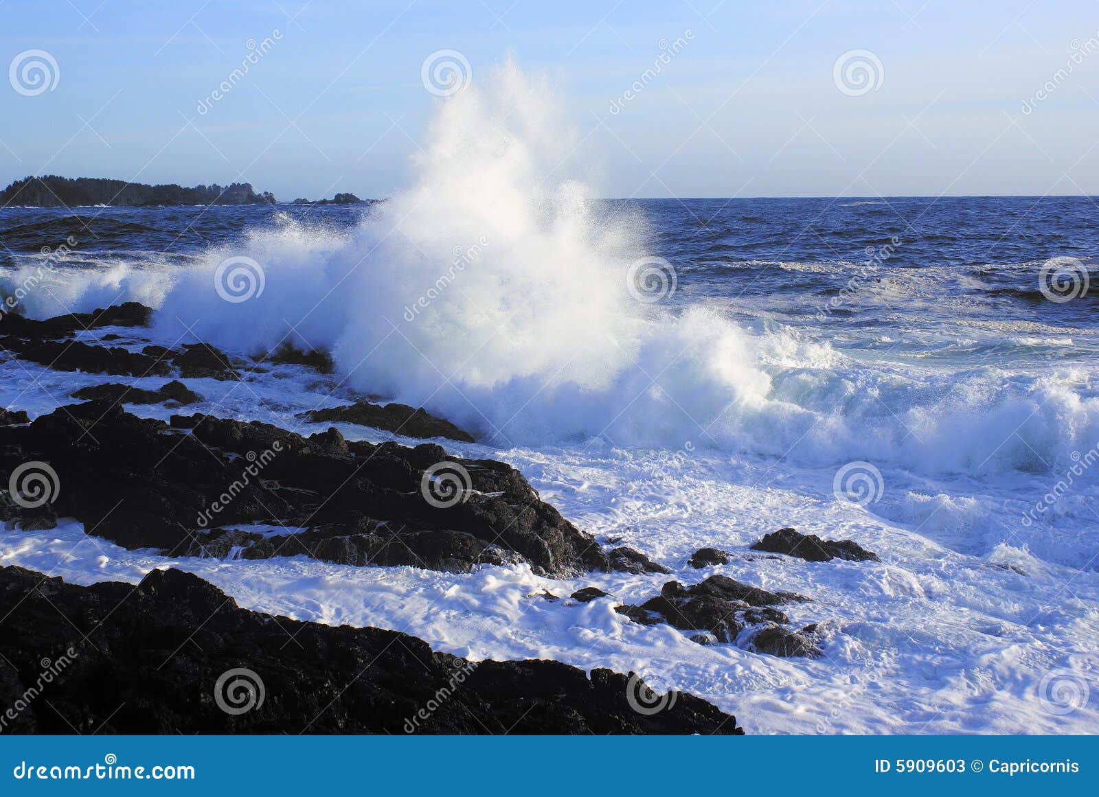 Giant Wave Crushing on a Rocky Beach Stock Image - Image of seascape ...