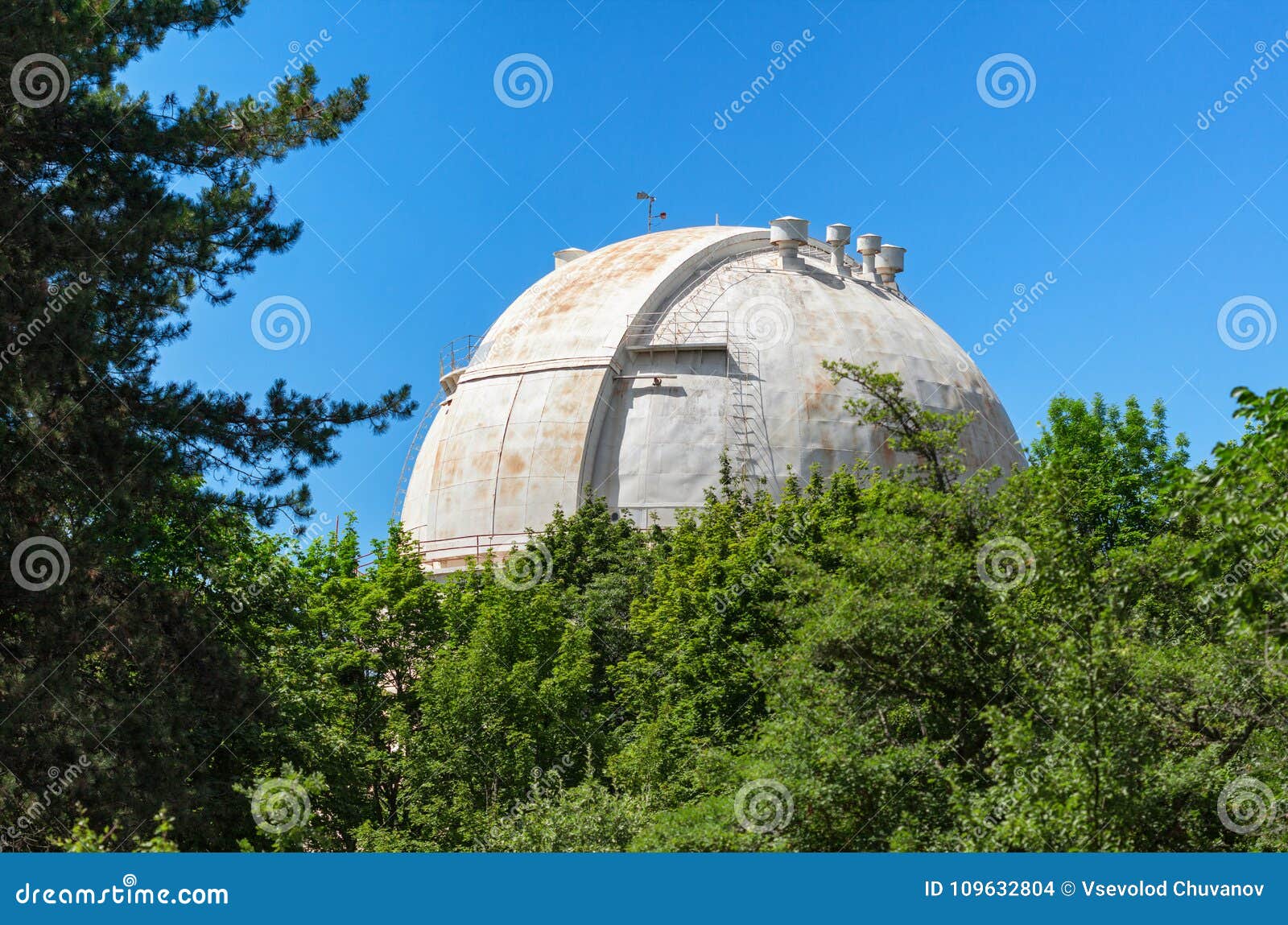 Giant White Dome of the Reflecting Telescope Covered with Rust at the ...