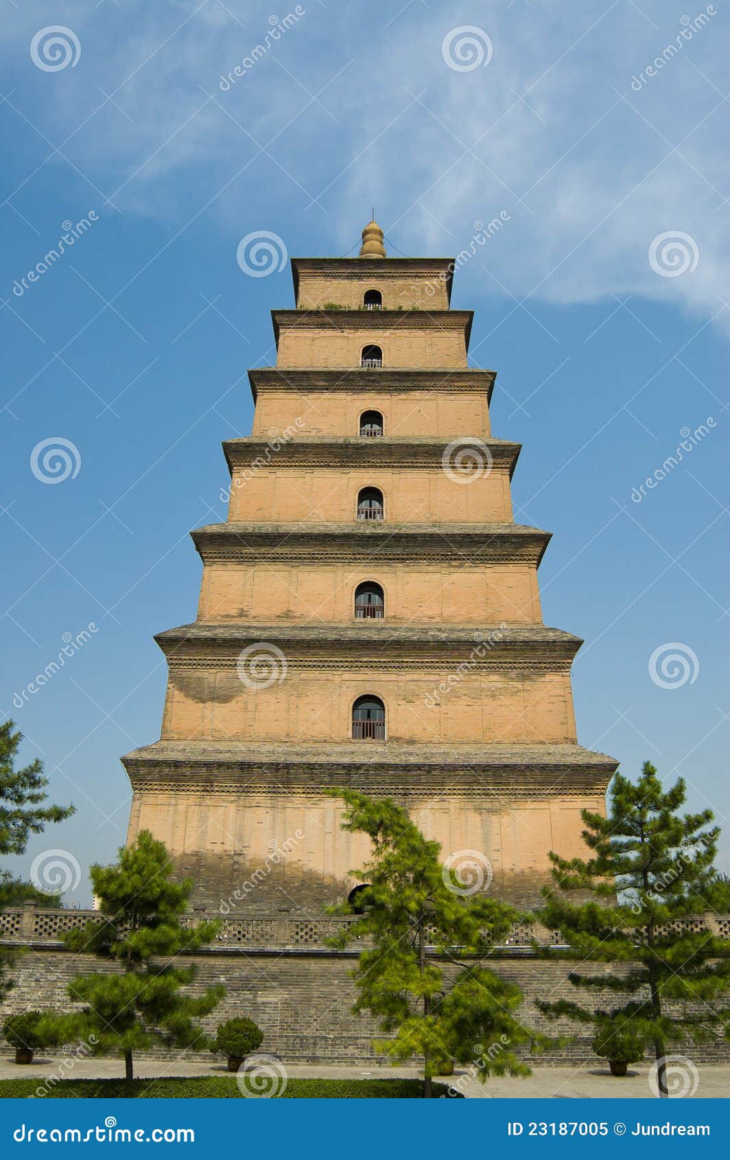 Giant Wild Goose Pagoda stock image. Image of landmark - 23187005
