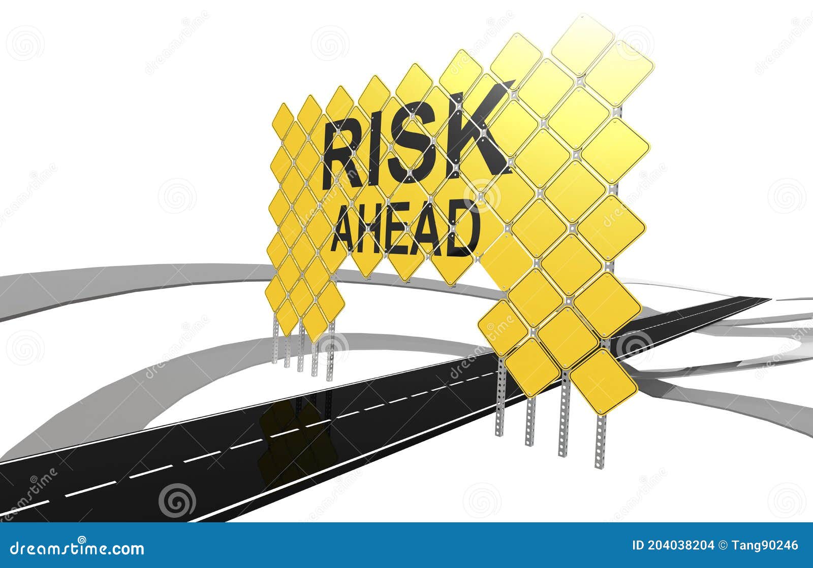Giant Yellow Road Signs with Risk Ahead Word Stock Illustration ...